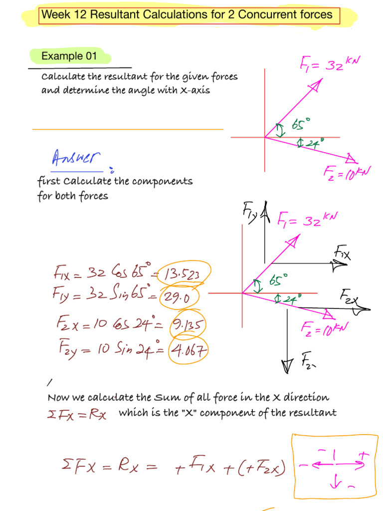 Resultant Force Calculations Guide | PDF | Euclidean Geometry | Elementary Geometry
