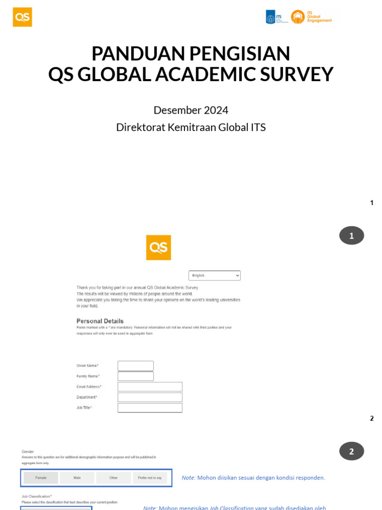 Panduan Pengisian QS Global Academic Survey | PDF