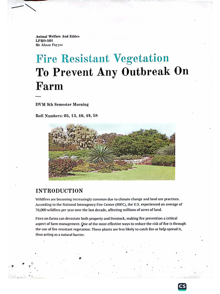 Fire Resistant Vegetation and Mitigation Measures | PDF