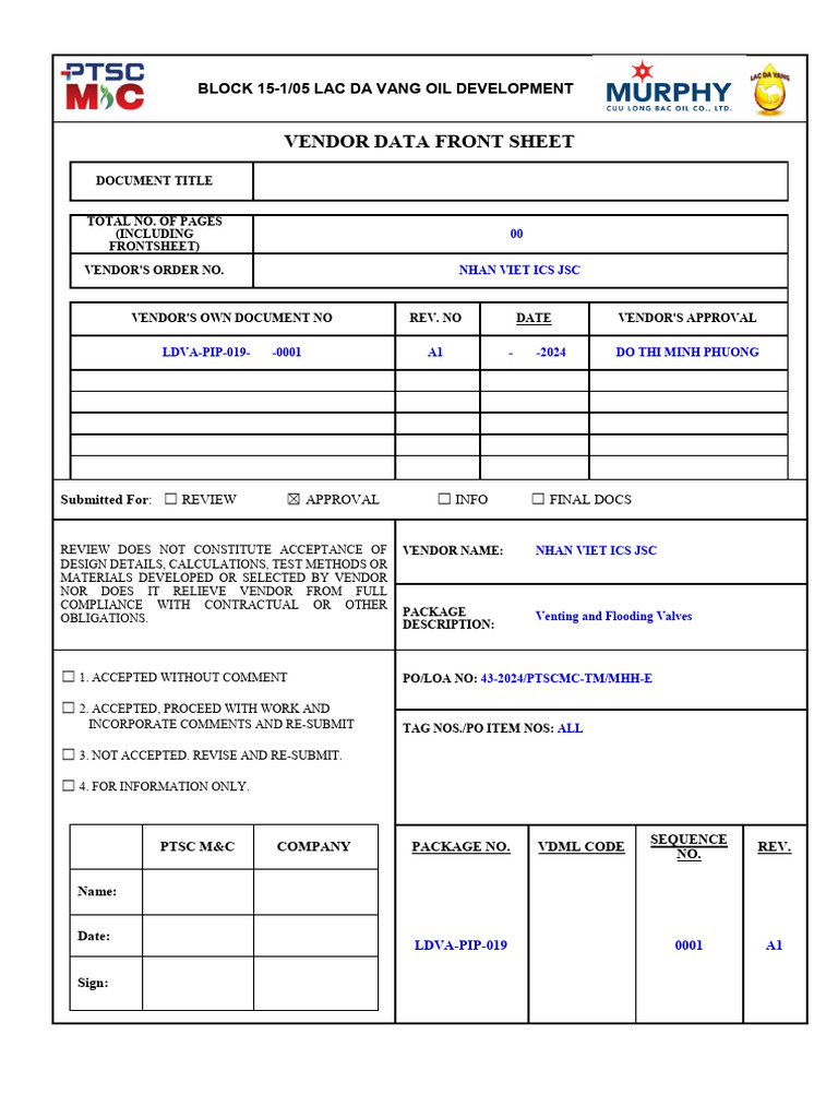 LDVA PIP 019 D59 0001 A1 Hydrostatic Test Report | PDF | Gases | Gas ...