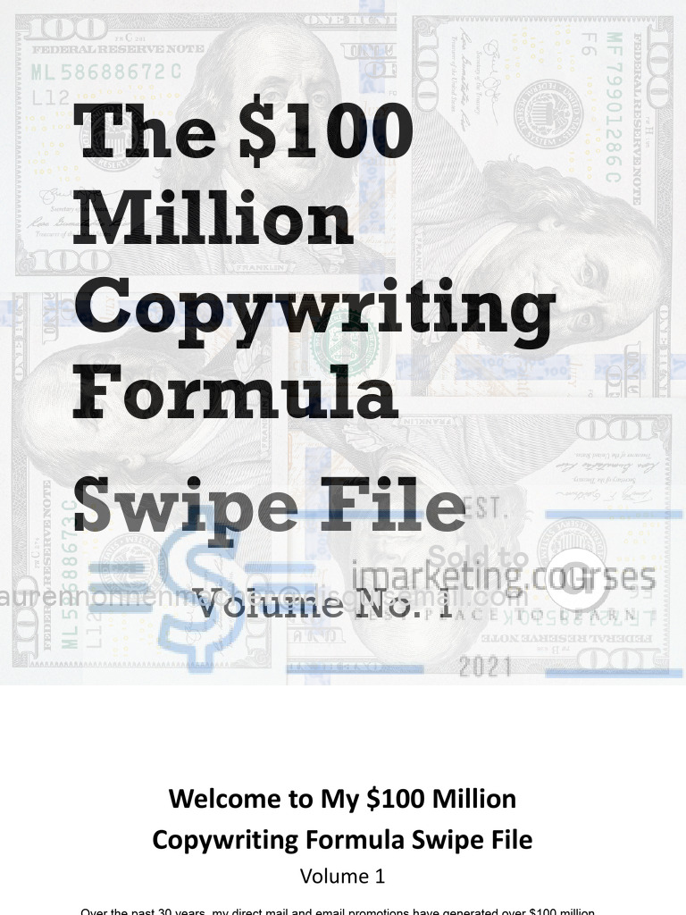 $100 Million Copywriting Formula Swipe File Volume 1 Doug D'Anna | PDF ...