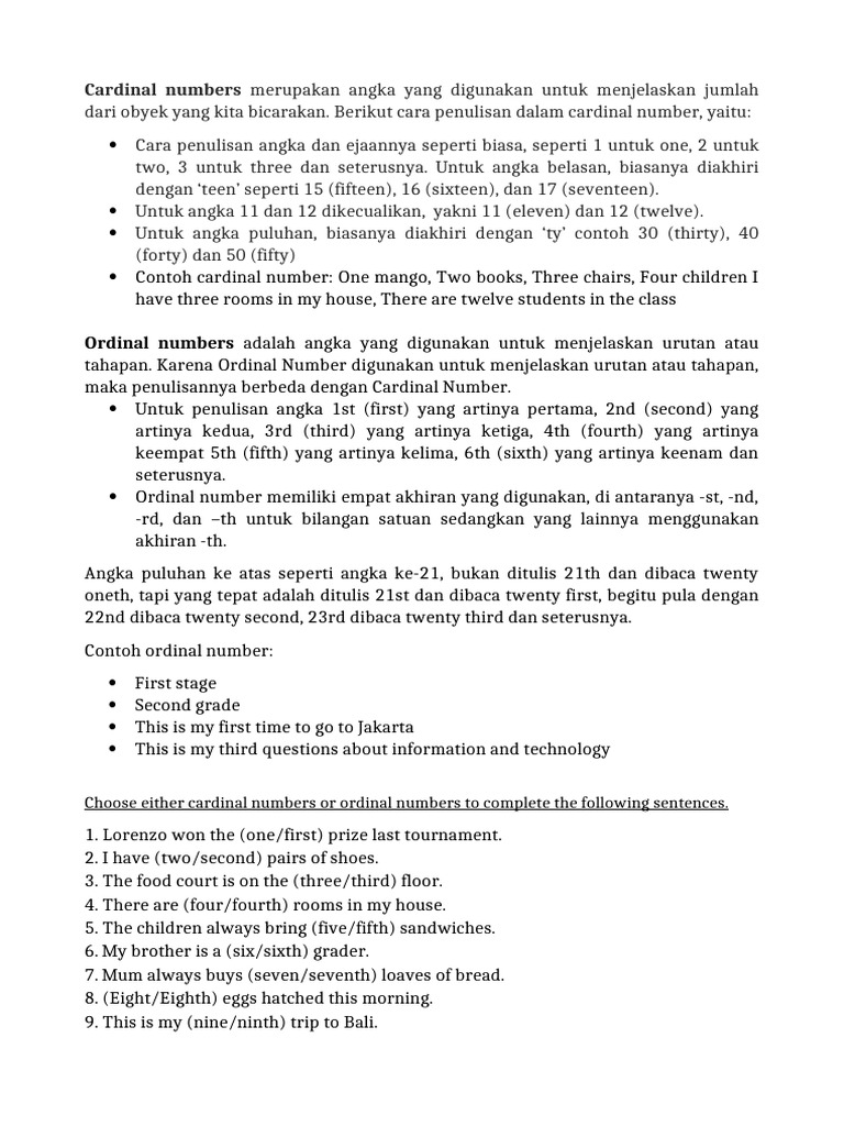 Cardinal Ordinal Number | PDF