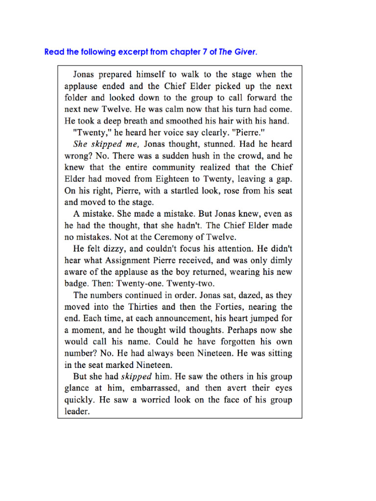 Edited - The Giver Narrative POV Change | PDF