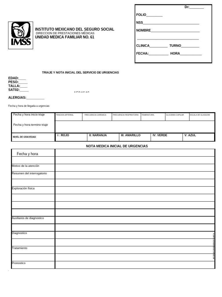 Formatos Imss | PDF | Enfermedades y trastornos humanos | Emergencias Médicas