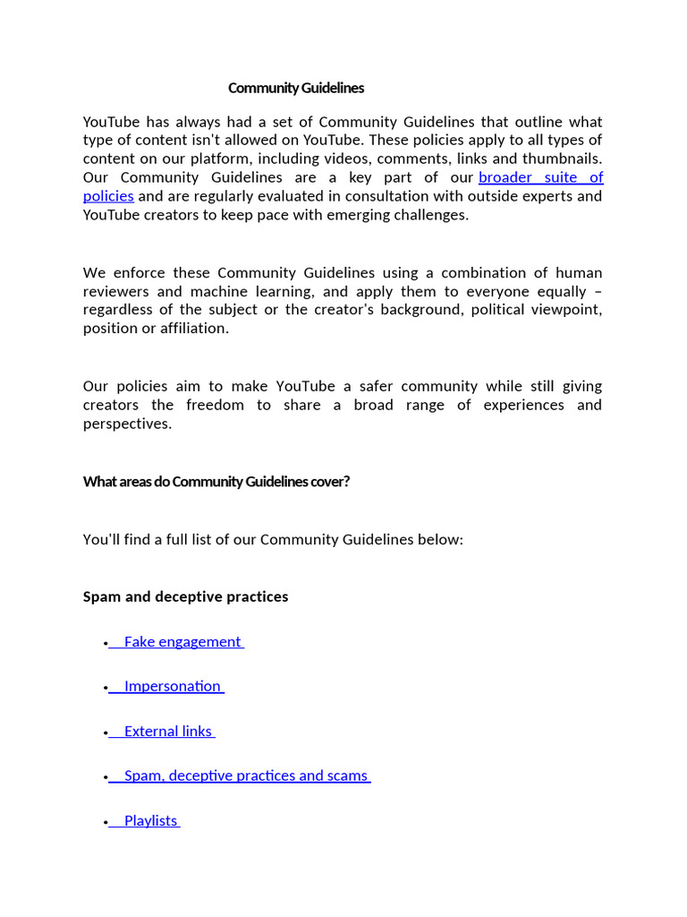 YouTube Community Guidelines Overview | PDF | You Tube | Fair Use