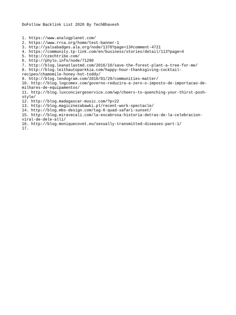 New Comment Backlink Site List | PDF