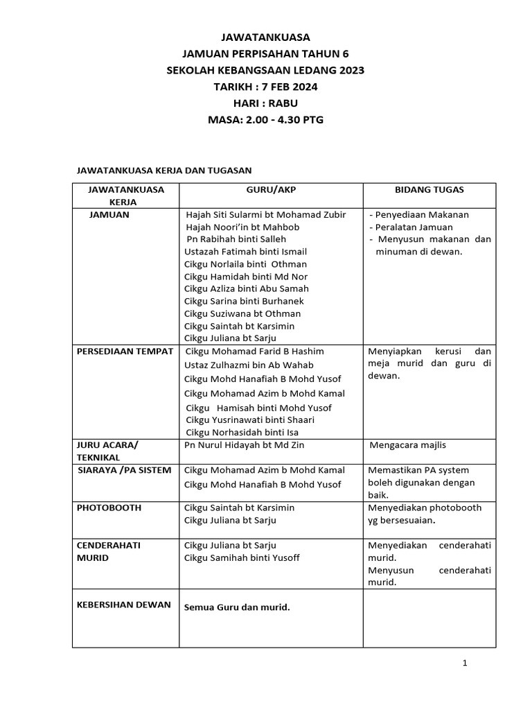 AJK JAMUAN TAHUN 6 | PDF
