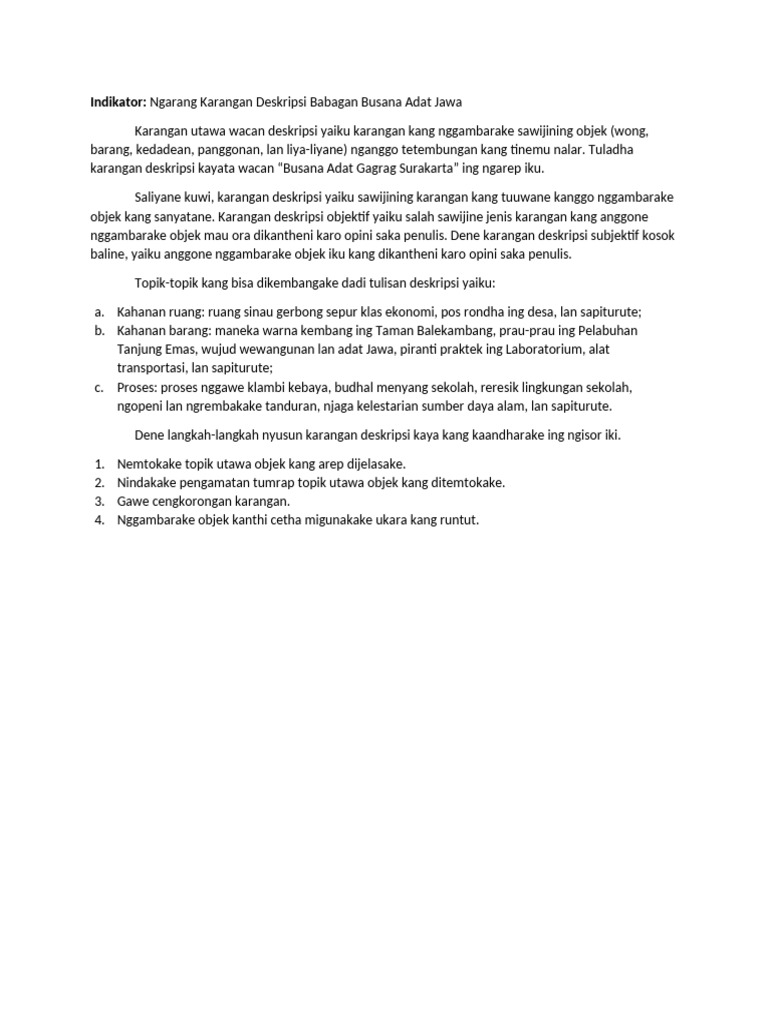 Ngarang Karangan Deskripsi | PDF