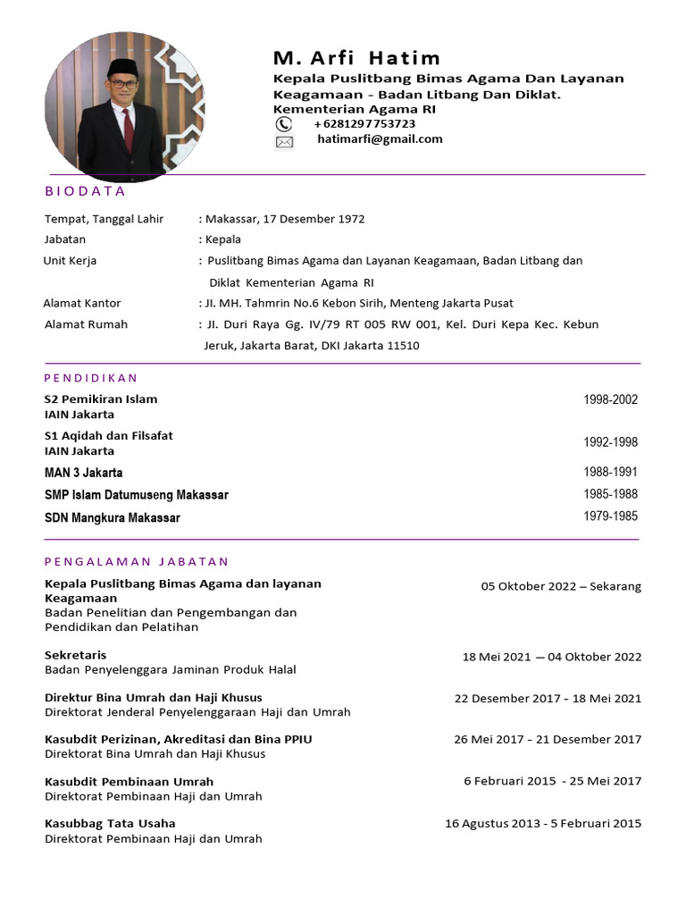 CV Arfi Hatim Terbaru | PDF