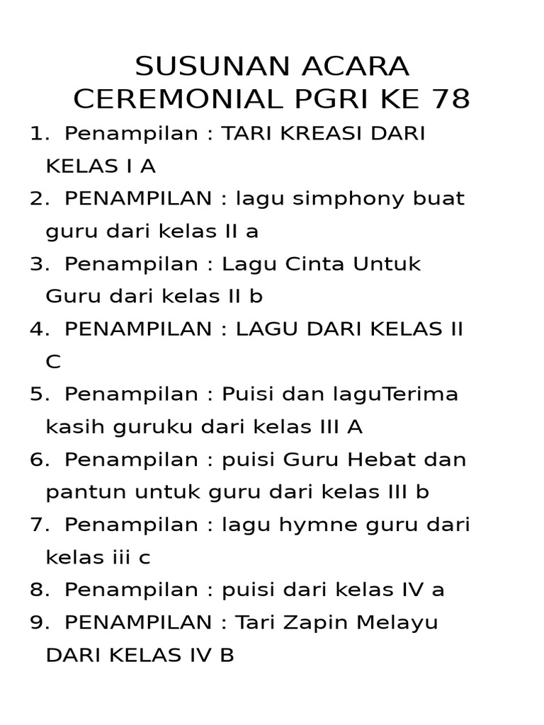 Acara PGRI Ke-78: Penampilan Siswa | PDF