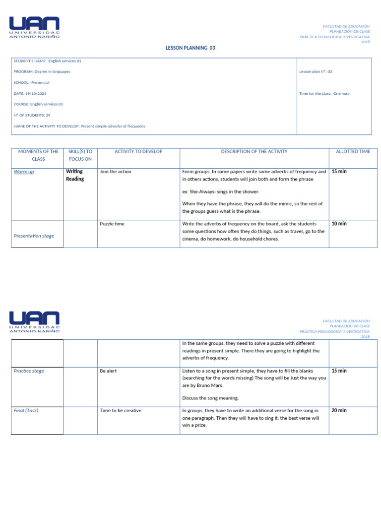 Lesson plan TFTP | PDF | Linguistics