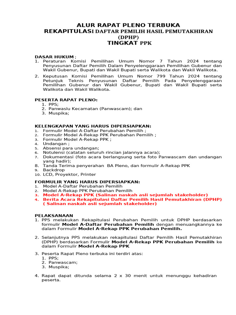 Alur Rapat Pleno Terbuka DPHP PPK | PDF