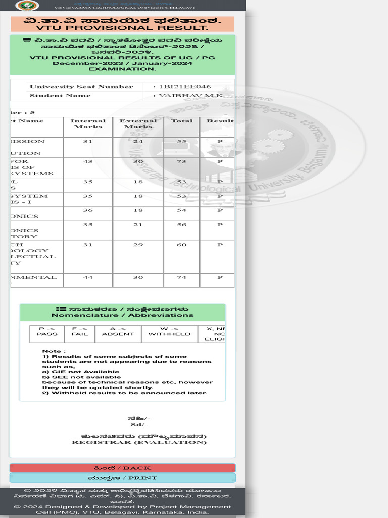 VTU Result 2021 | PDF