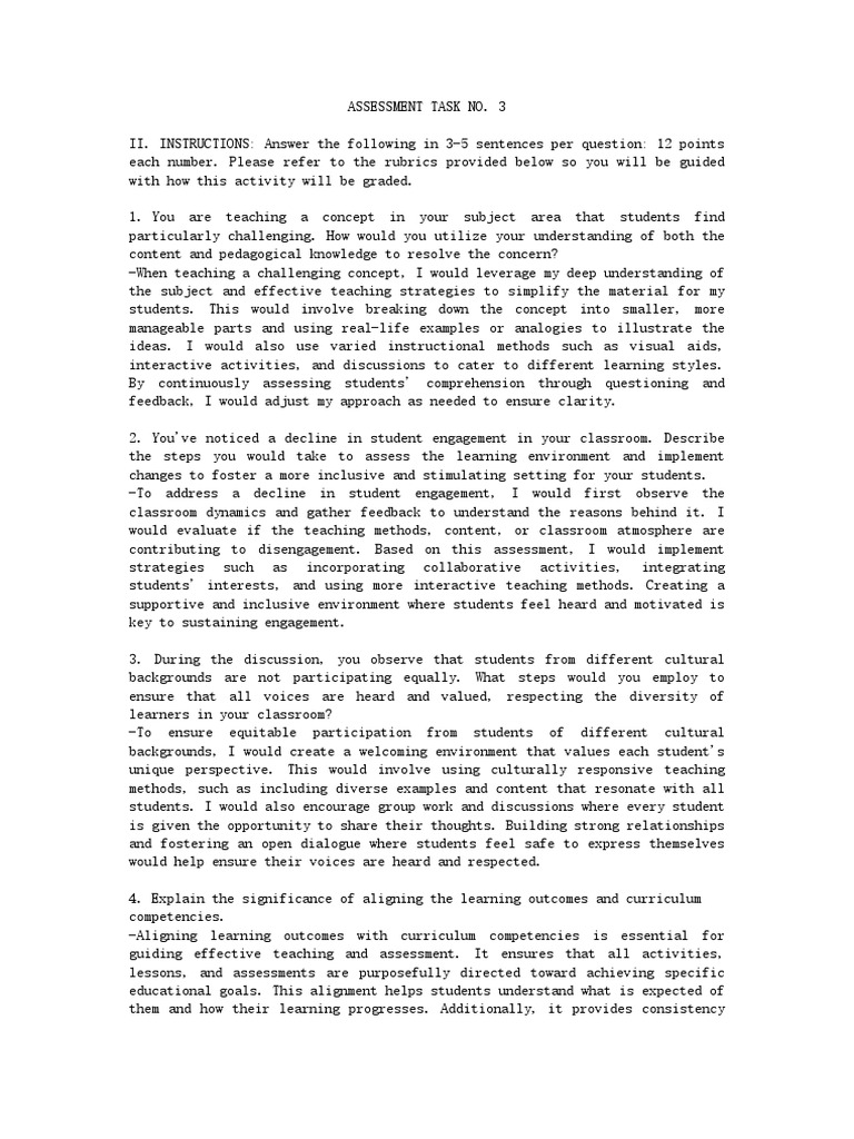 ASSESSMENT TASK NO.3 | PDF | Educational Assessment | Learning