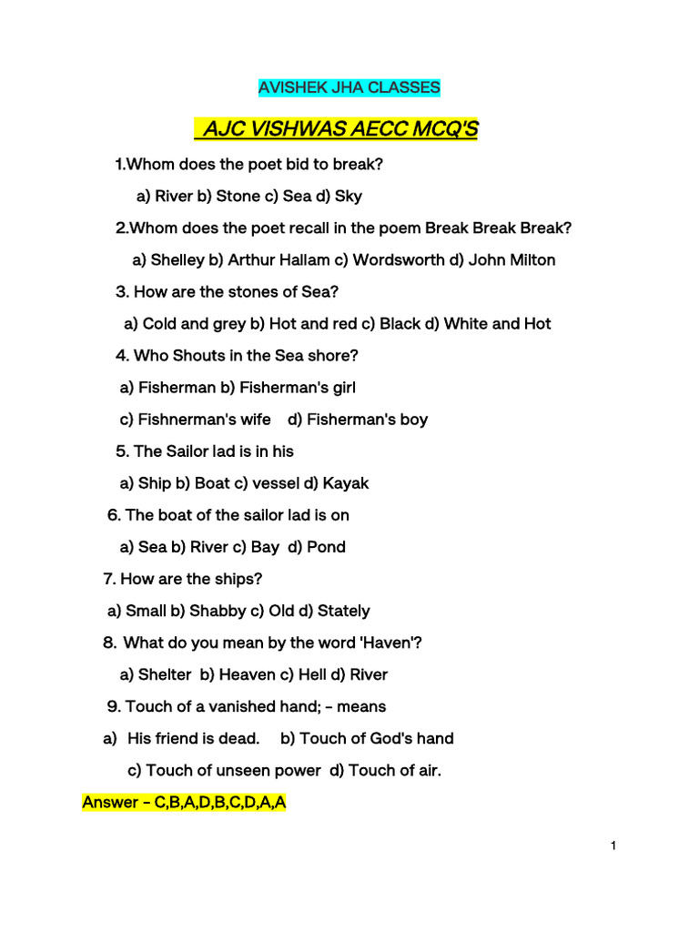 English imp MCQ | PDF