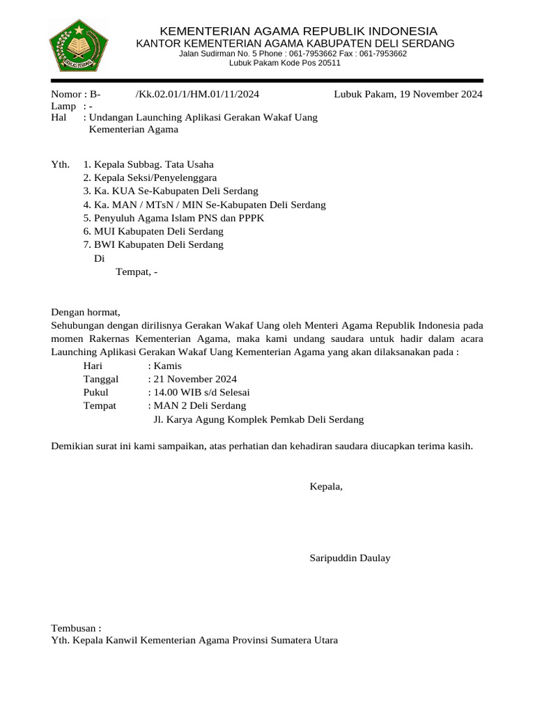 Undangan Launching Wakaf | PDF