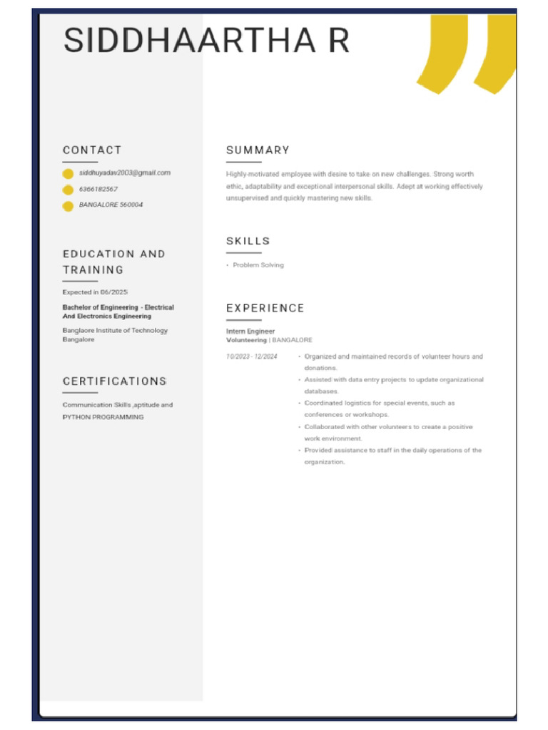 sid resume | PDF