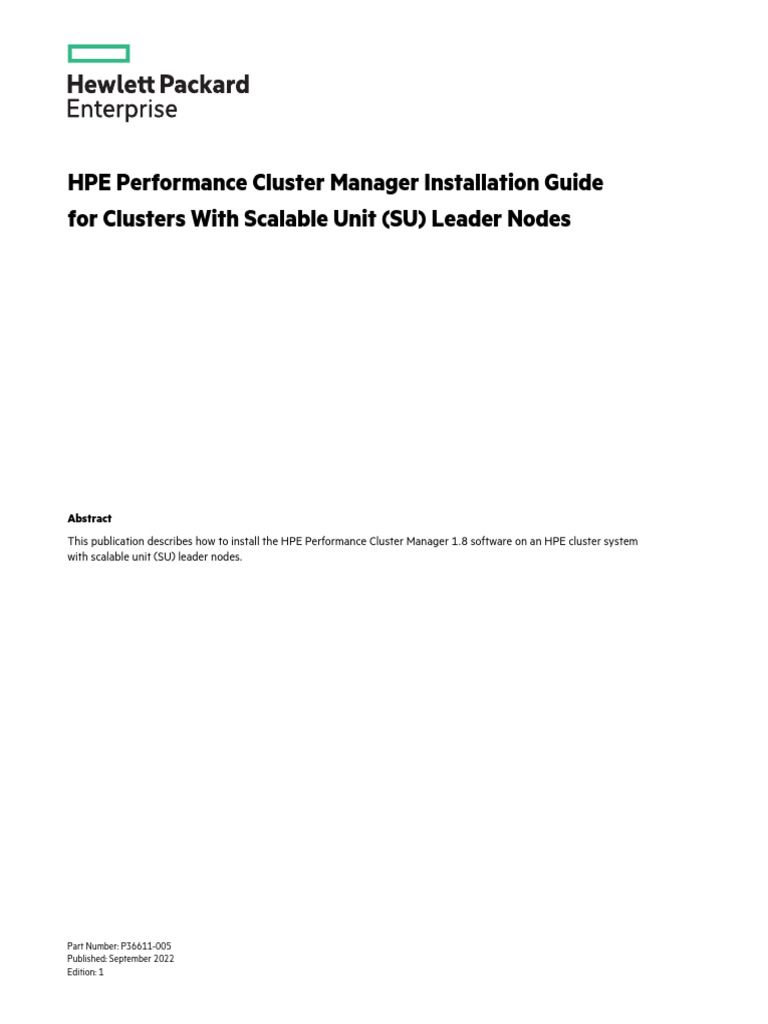 HPE - A00127301en - Us - HPE Performance Cluster Manager Installation Guide For Clusters With ...