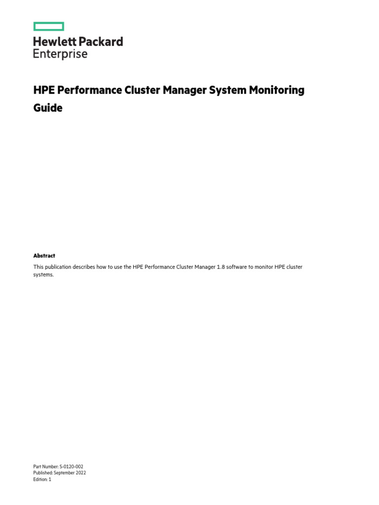 HPE - A00127308en - Us - HPE Performance Cluster Manager System Monitoring Guide | PDF ...
