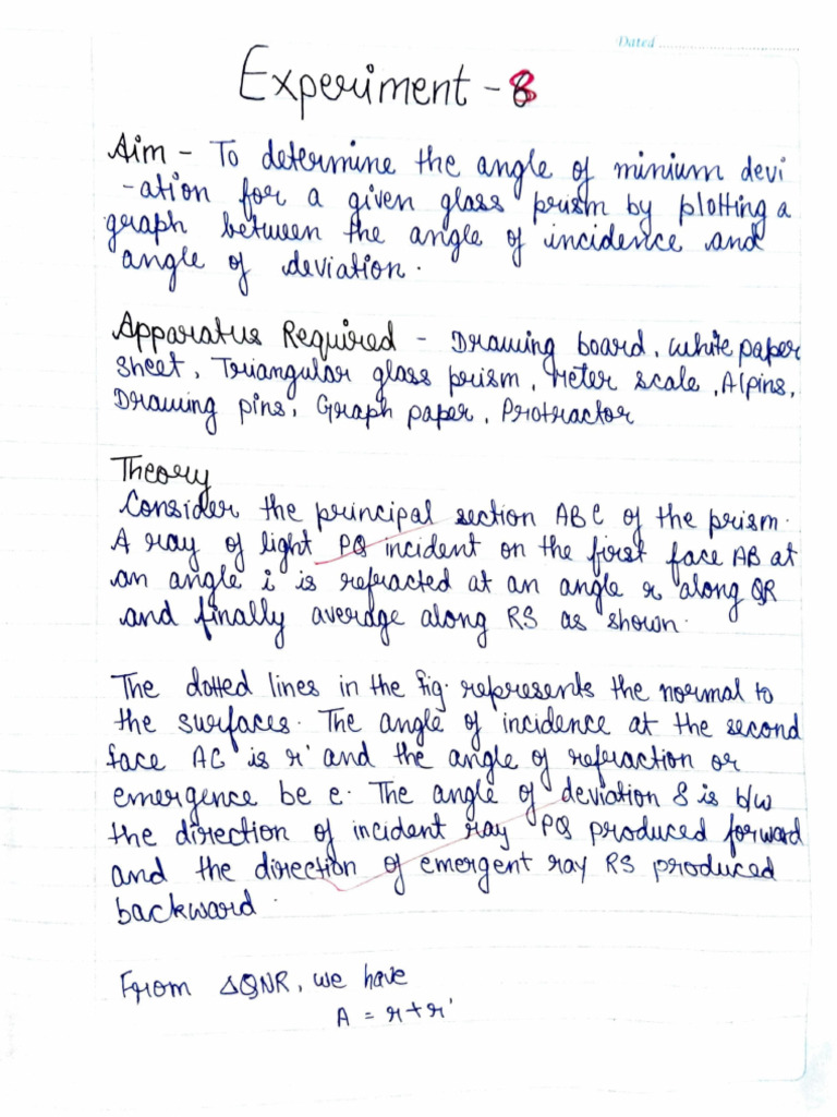 Exp 1&2(Lens&Prism) Set 1 | PDF