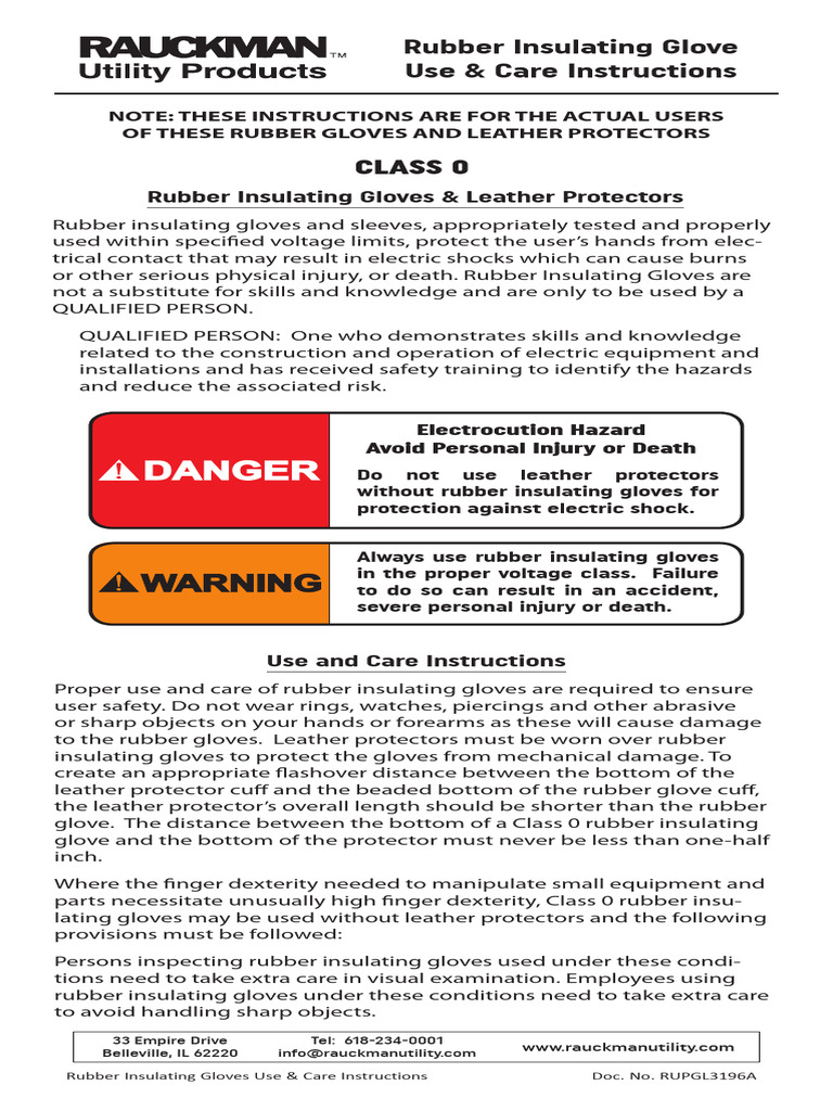 RUP-Glove-Card-3196A | PDF | Glove | Insulator (Electricity)