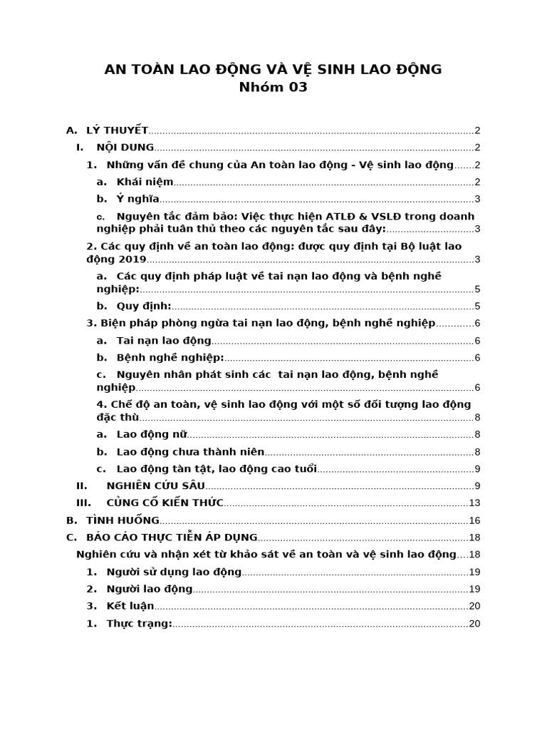 NHÓM 03 - ELP001_K49 - LLĐ - BÀI SỐ 04 - ATVSLĐ | PDF