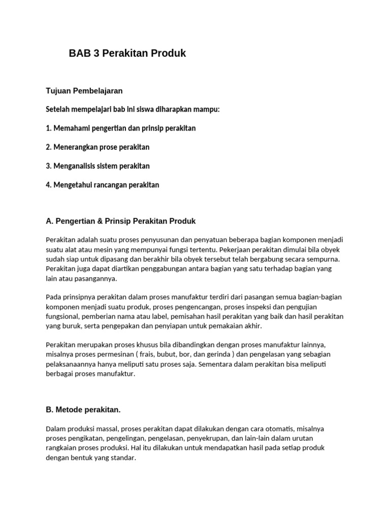 Metode Perakitan Massal dan Keseimbangan | PDF