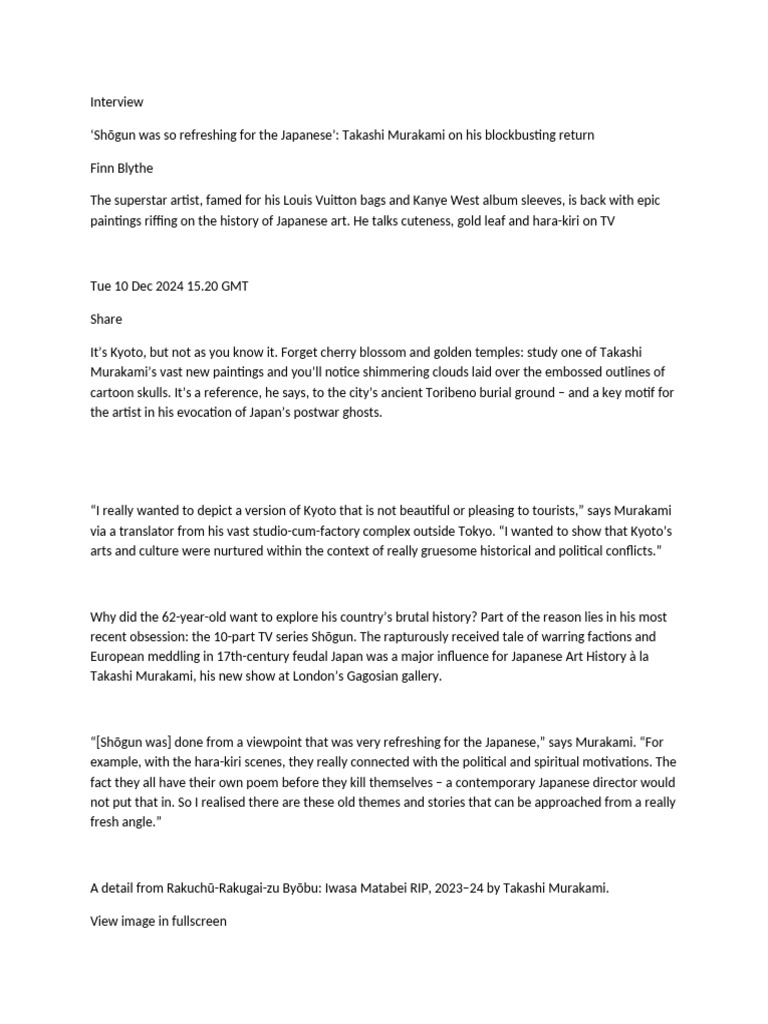 Takashi Murakami On His Blockbusting Return | PDF