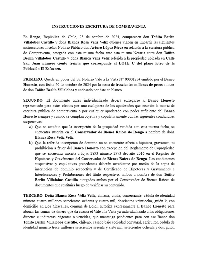 Instrucciones Notariales | PDF