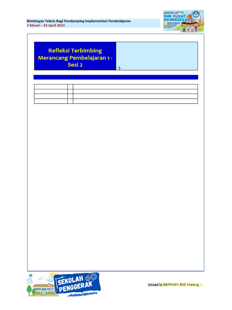 LK a.11.5.a. Refleksi Terbimbing Merancang Pembelajaran 1 - Sesi 2 - Jenjang SMK Kel 2 | PDF
