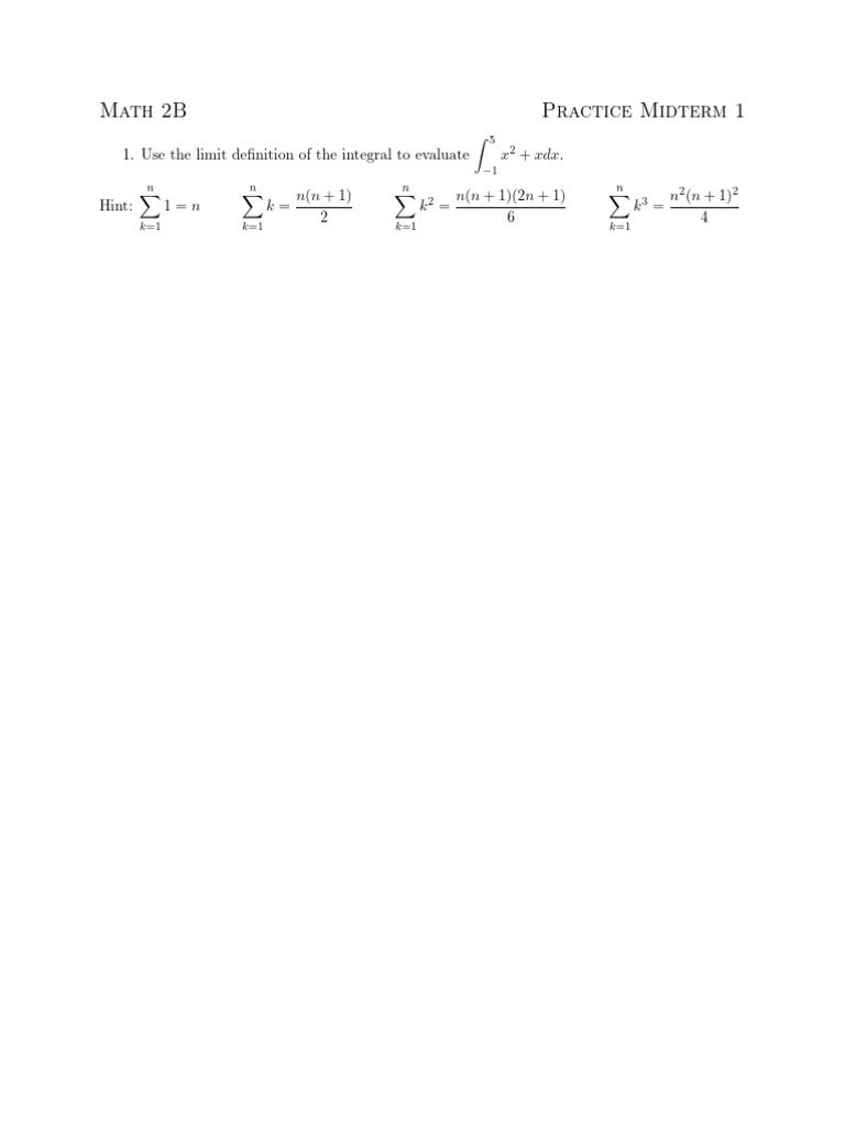 Practice Midterm 1 Blank | PDF | Physics | Mathematical Analysis