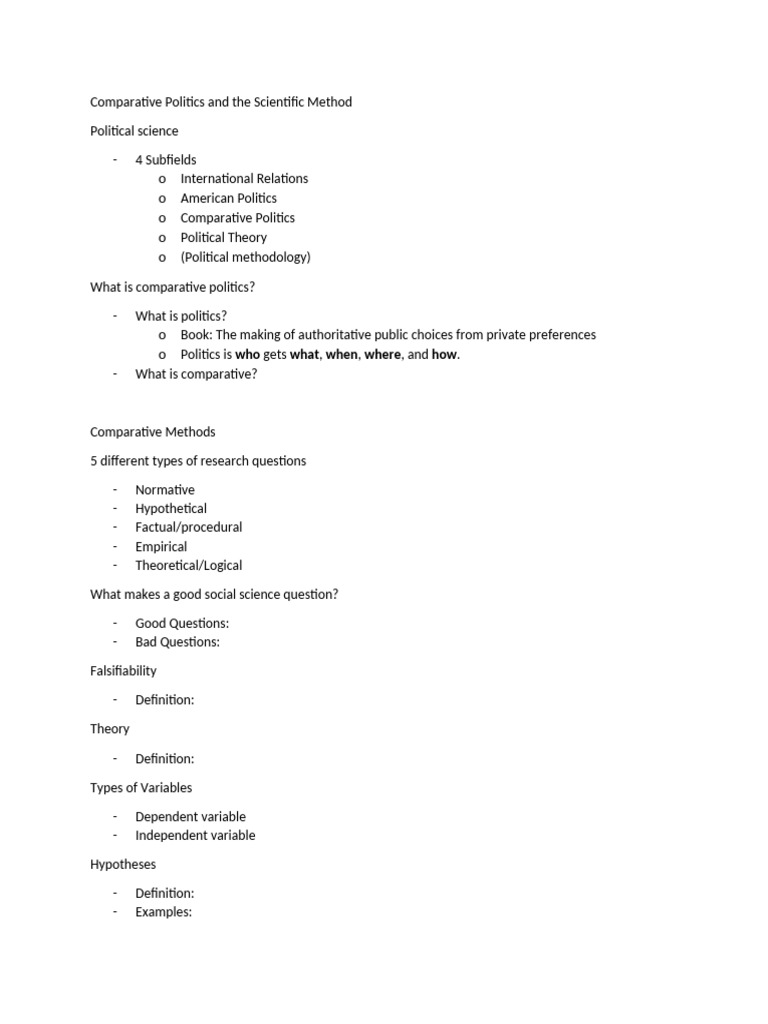 01 Comparative Politics and The Scientific Method | PDF