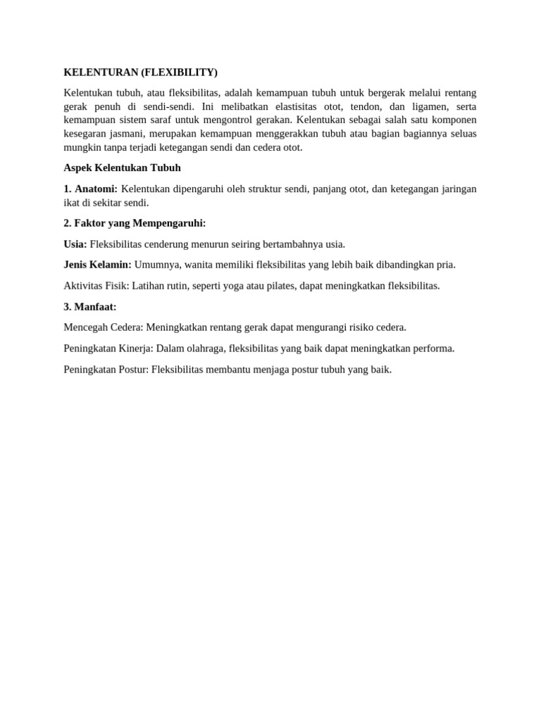Kelenturan (Flexibility) | PDF