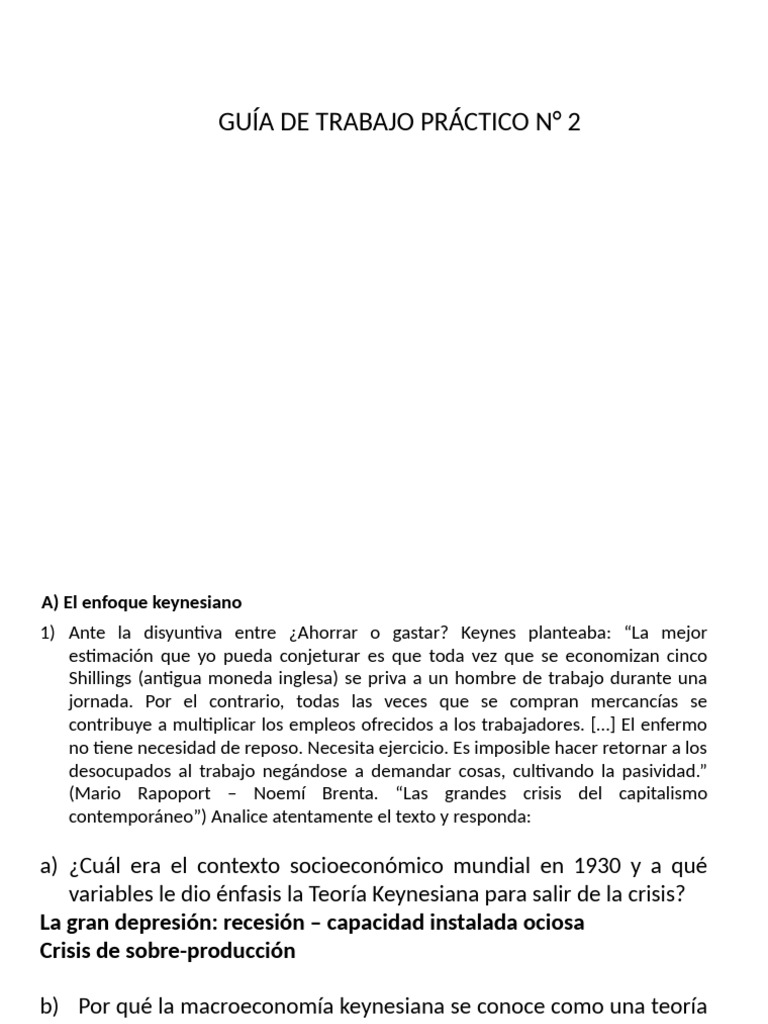 Guía TP2 | PDF | Economía keynesiana | Economias