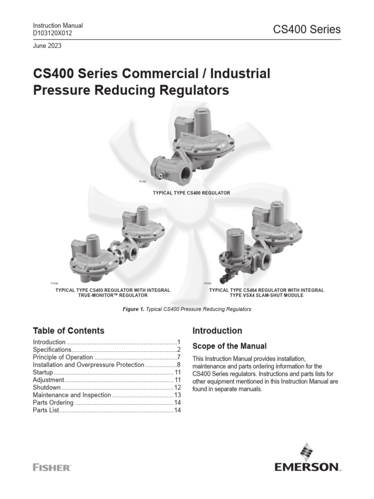 Manuals Cs400 Series Commercial Industrial Pressure Reducing Regulators ...