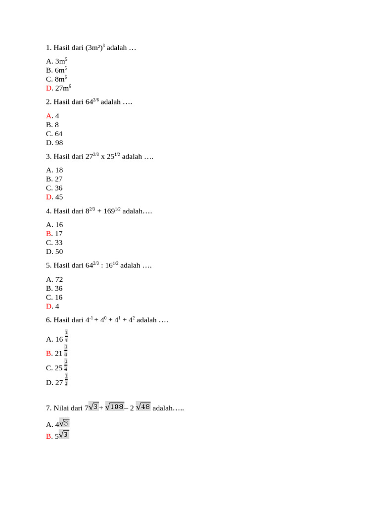Soal Pas MTK Kelas 9 2024-2025 | PDF