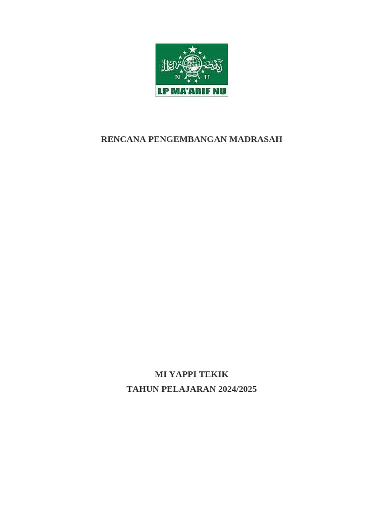 RPM Rencana Pengembangan Madrasah | PDF