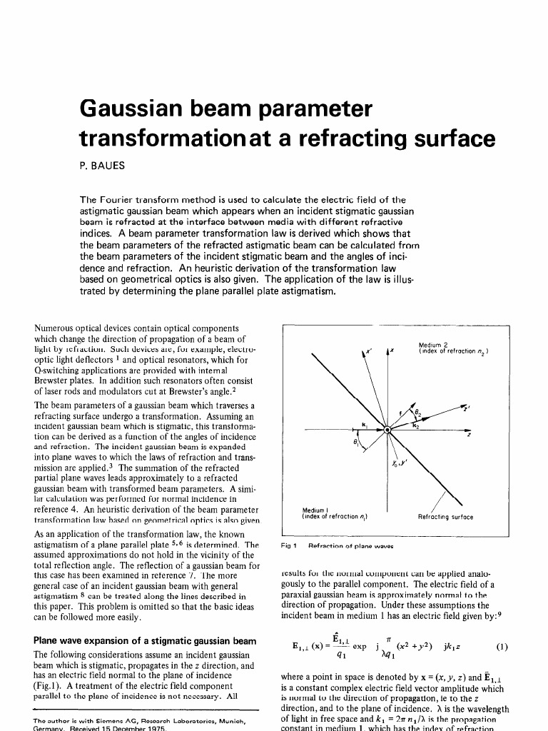 Gaussian Beam Transformation | PDF | Refractive Index | Waves