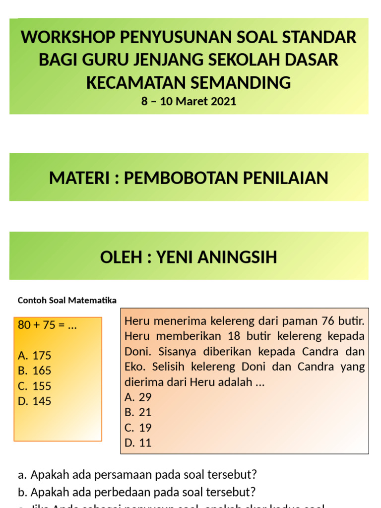 Workshop Penyusunan Soal SD | PDF