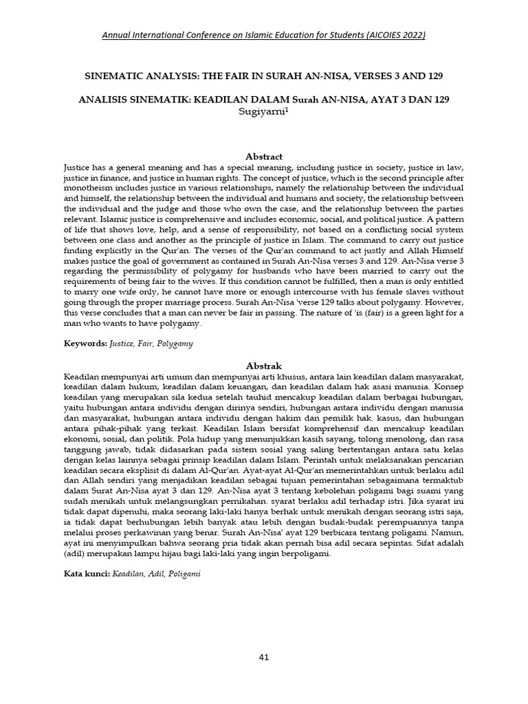 Semantic Analysis The Fair in Surah An-Nisa Verses | PDF | Quran | Islam