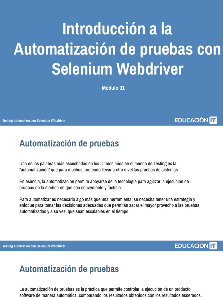 1. Introducción a la Automatización de pruebas y Selenium Webdriver | PDF | Selenio (software ...