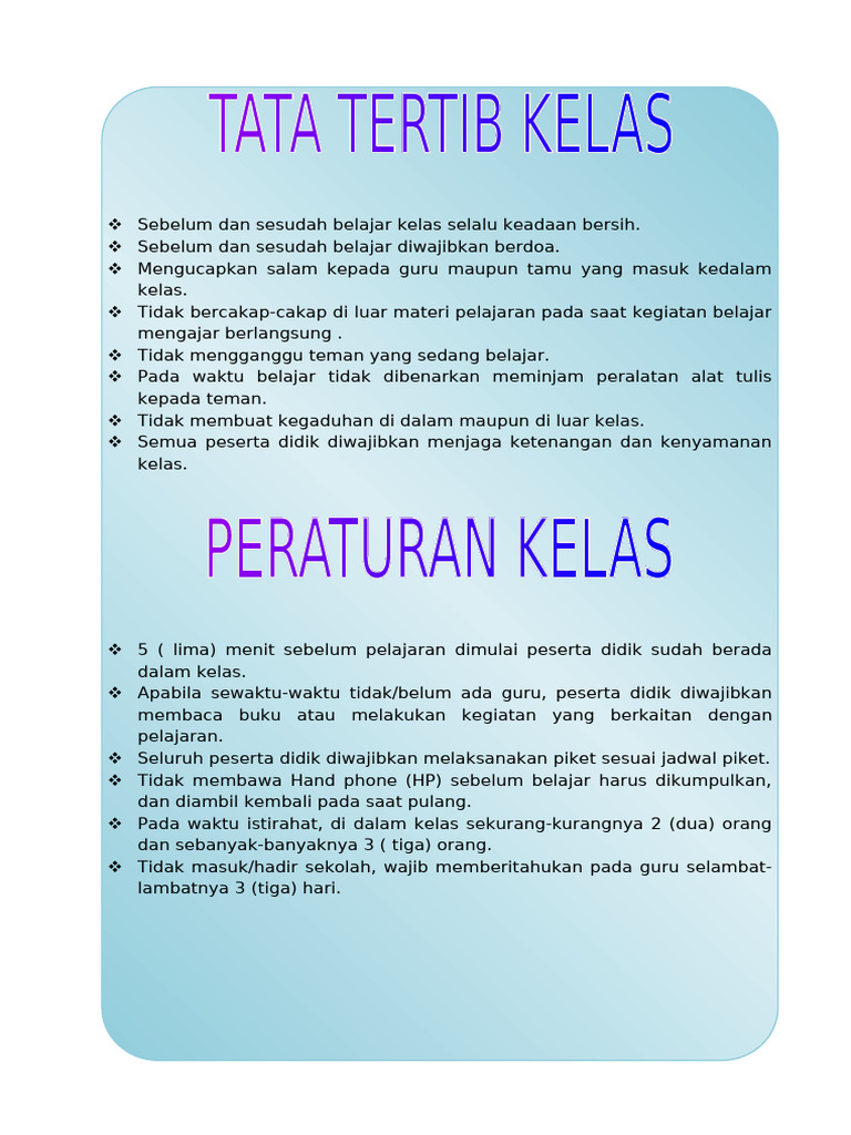 Tata Tertib Kelas | PDF