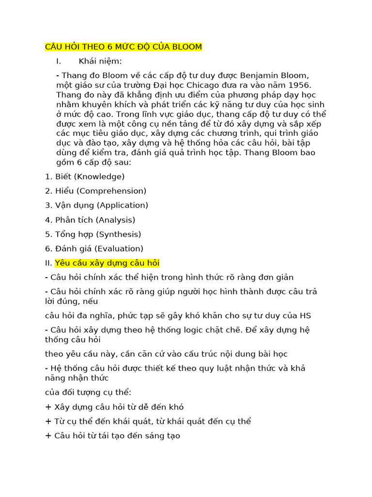 Thang Đo Bloom | PDF