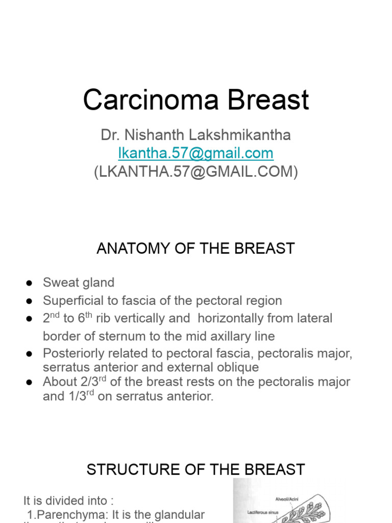 CARCINOMA BREAST-Dr - Nishanth | PDF | Breast Cancer | Breast