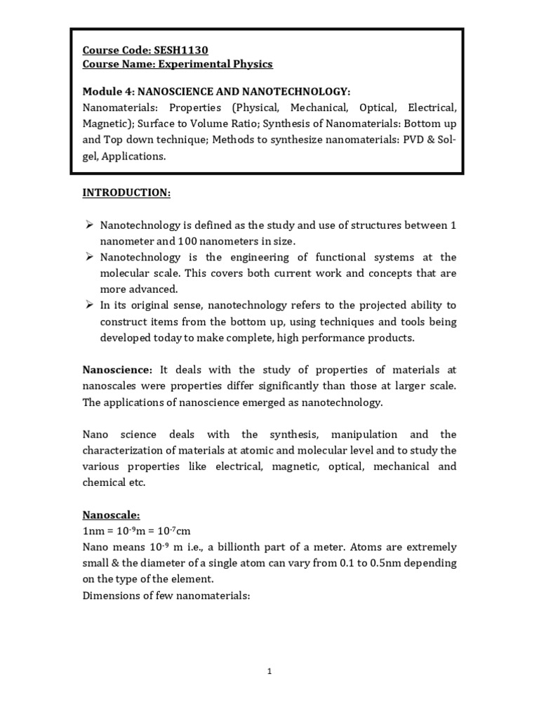 Nano physics | PDF | Nanotechnology | Scanning Electron Microscope