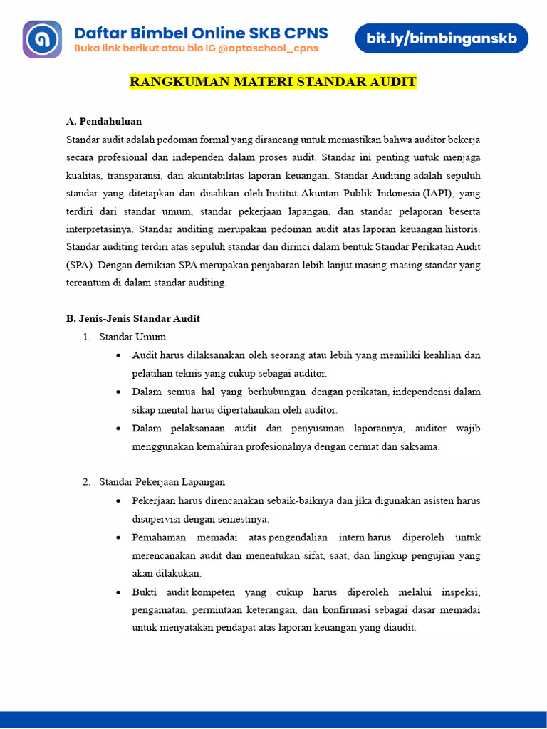 Panduan Lengkap Standar Audit Indonesia | PDF