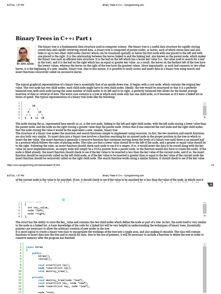 Binary Trees in C++ - Cprogramming.com | PDF | Pointer (Computer Programming) | Computer Programming