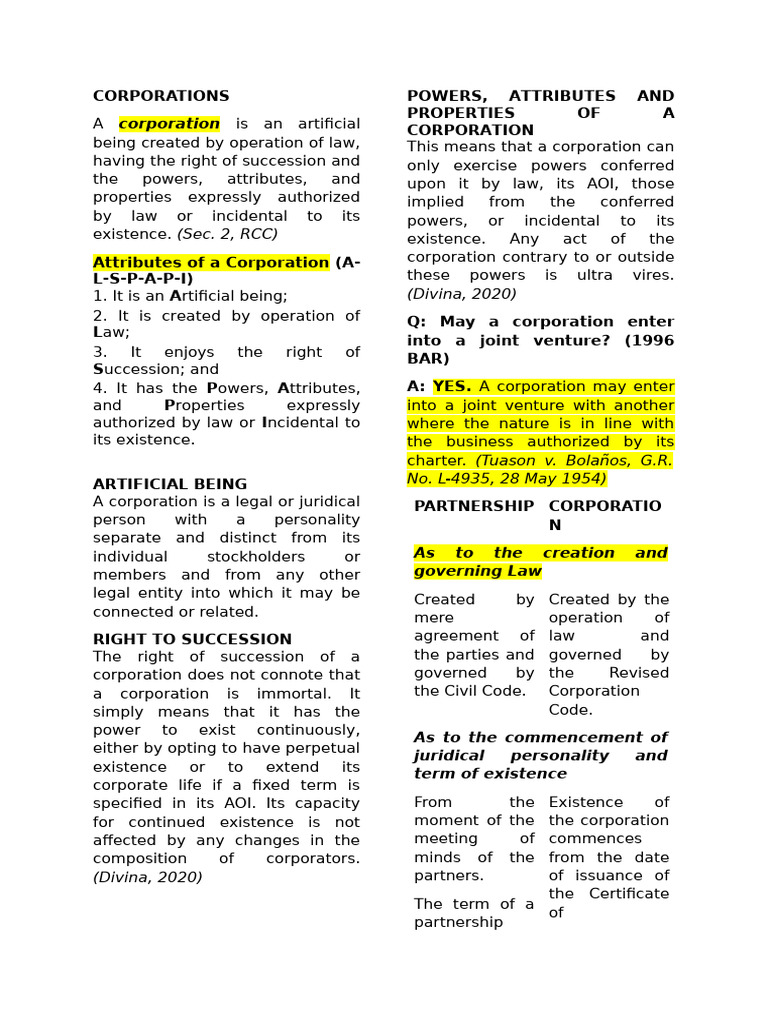 Overview of Corporation Law | PDF | Corporations | Board Of Directors