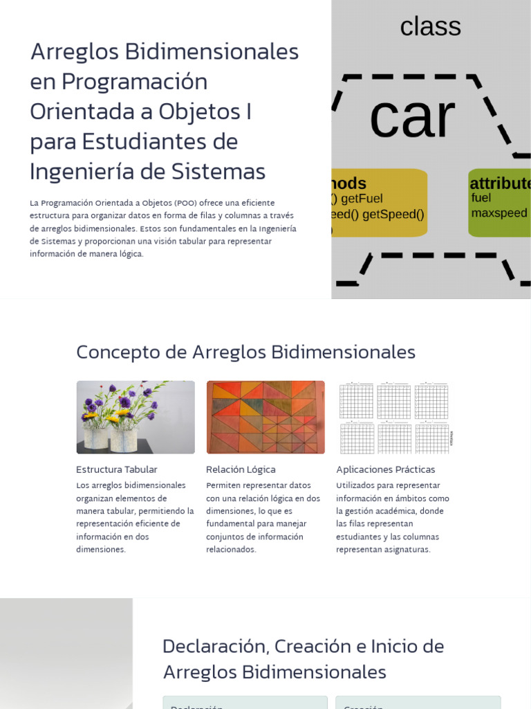 G8PPT Arreglos Bidimensionales en Programación Orientada A Objetos I ...