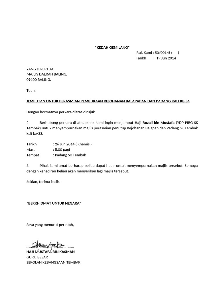 Surat Jemputan Perasmi | PDF